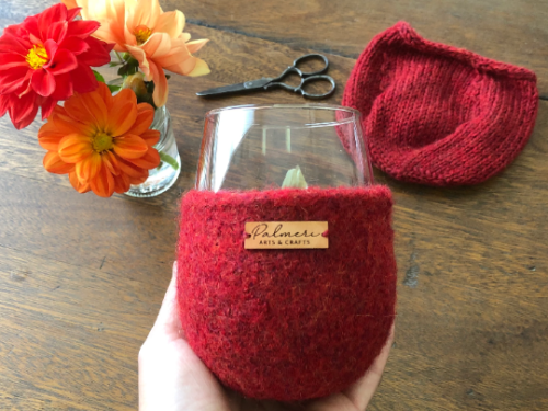 Wine Glass Koozie | Holiday Knitting Pattern - Palmeri Arts & Crafts